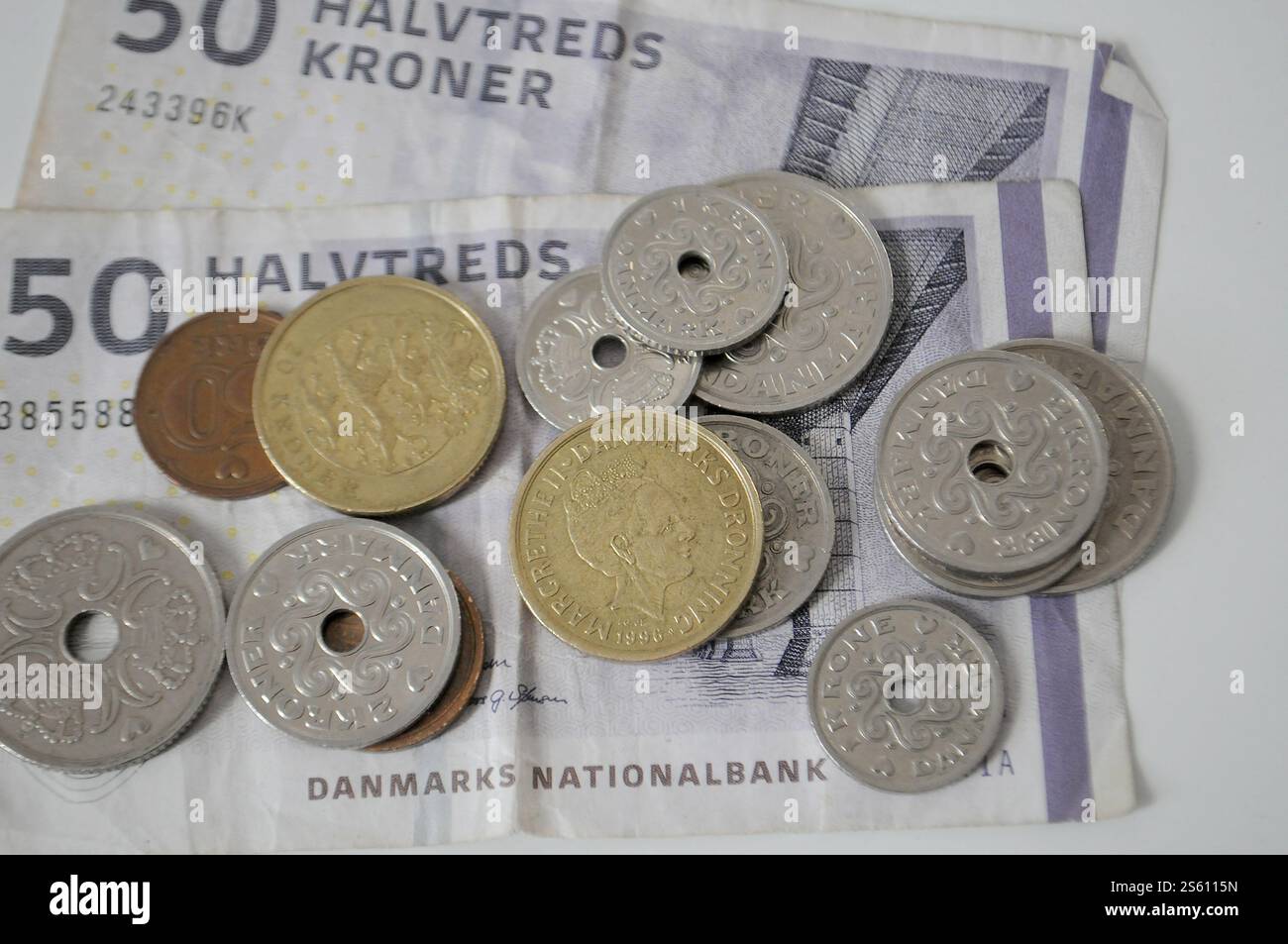 Copenhagen/ Denmark/15 JANUARY 2025/Danish kroner notes or bills and ...