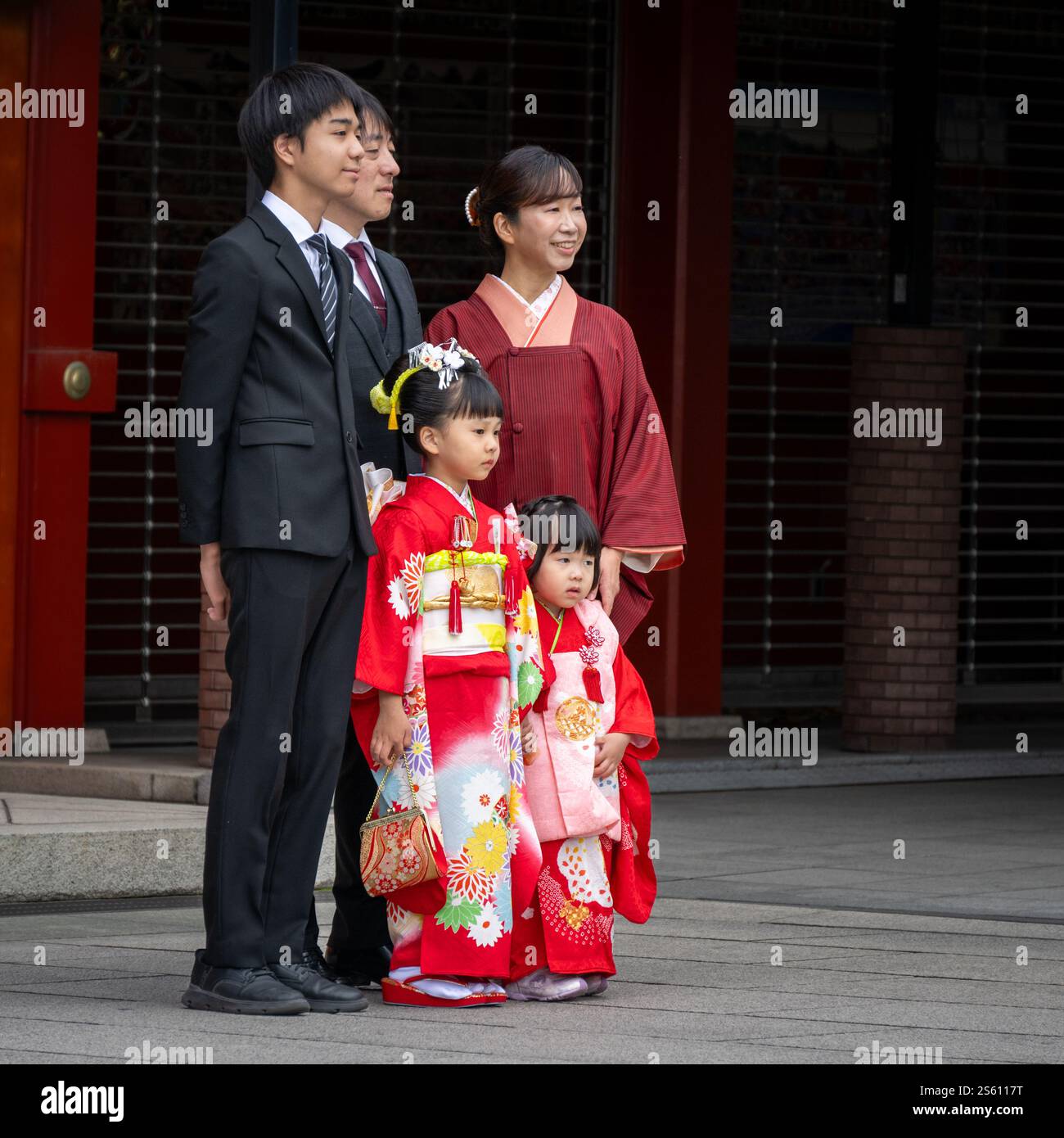 Japanese Family, Shichi-Go-San,, or 7-5-3. Traditional Dressing up of Children of these Ages and ...