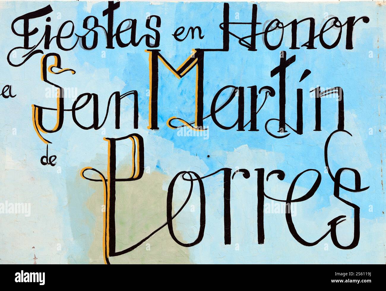 Mural, Iglesia de San Martín de Porres, El Roque, Fuerteventura, Canary ...