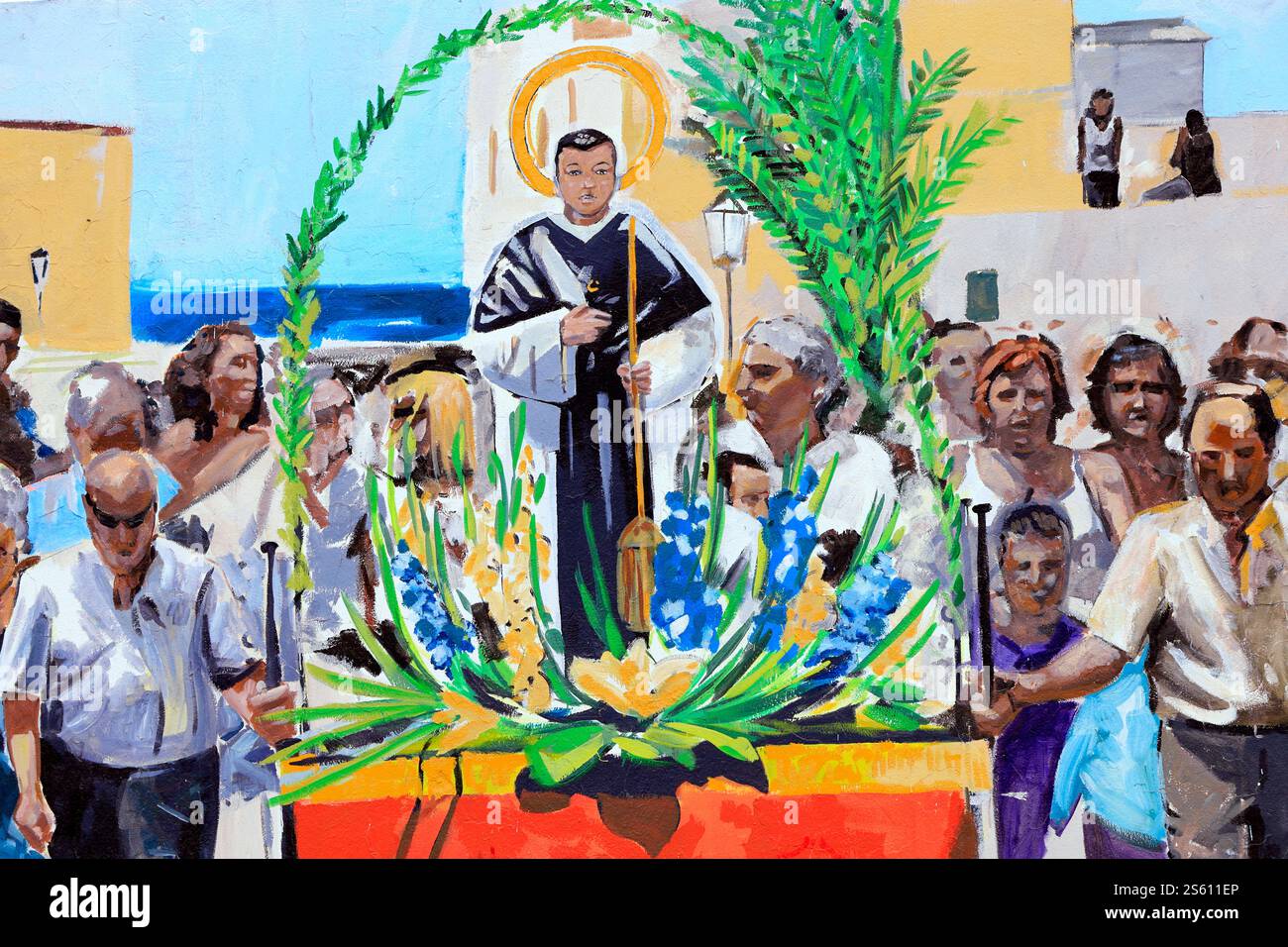 Mural, Iglesia de San Martín de Porres, El Roque, Fuerteventura, Canary ...