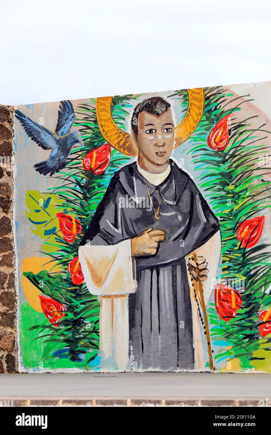 Mural, Iglesia de San Martín de Porres, El Roque, Fuerteventura, Canary ...
