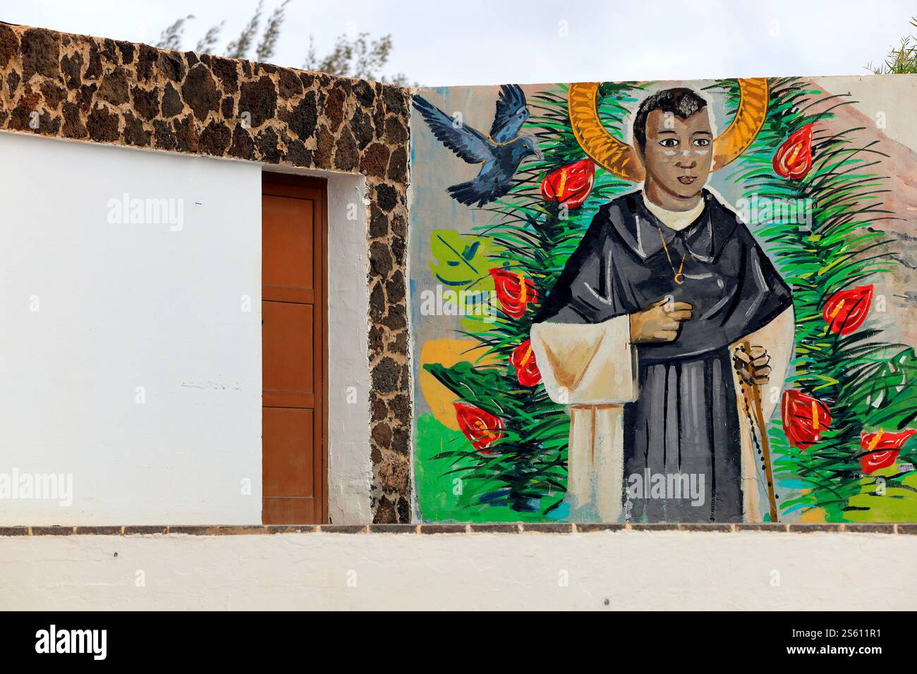 Mural, Iglesia de San Martín de Porres, El Roque, Fuerteventura, Canary ...