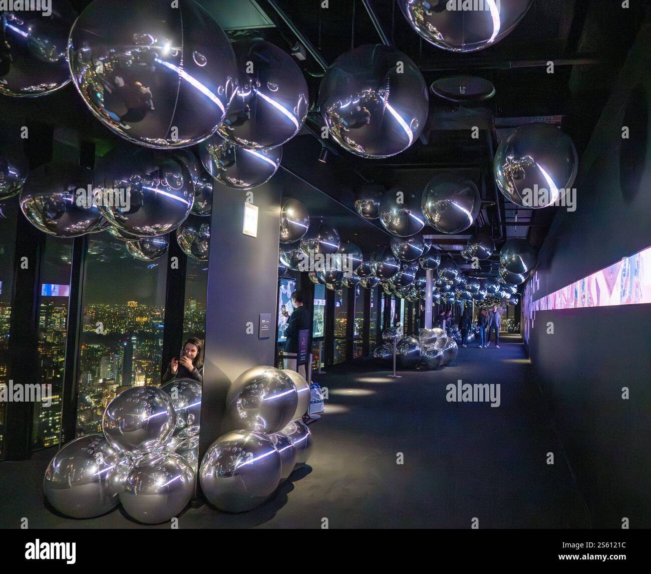 Night View of Tokyo City from Sky Tower Indoor Observation Deck ...