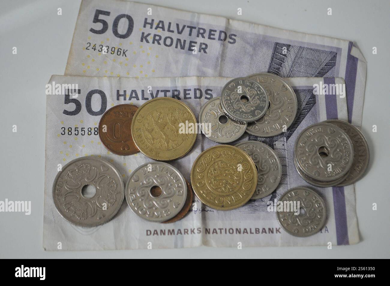 Copenhagen/ Denmark/15 JANUARY 2025/Danish kroner notes or bills and ...