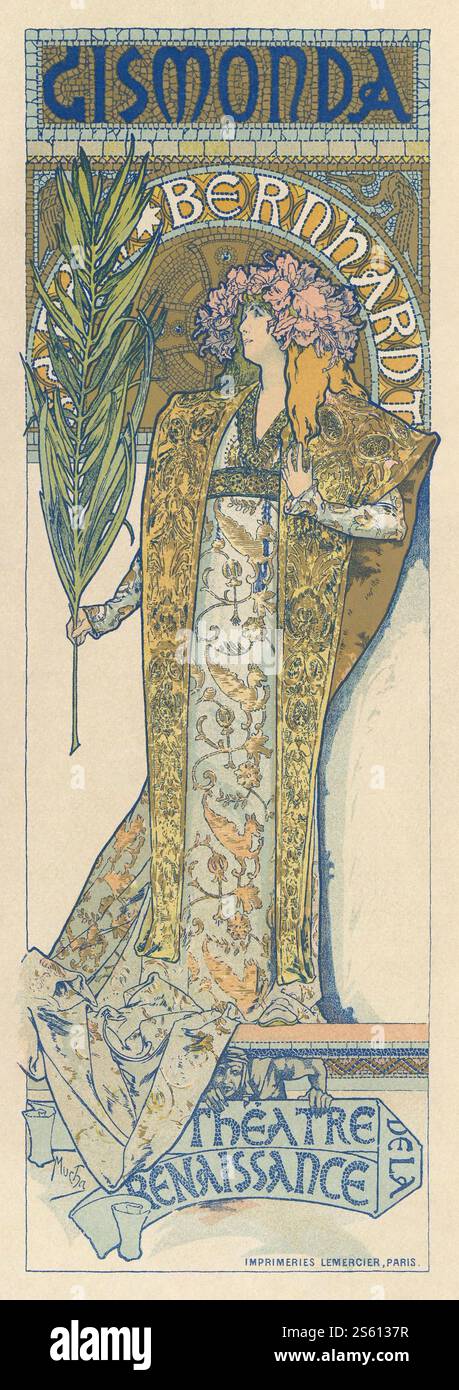 Poster of Sarah Bernhardt as Gismonda (1895) Alphonse Mucha / Adam ...