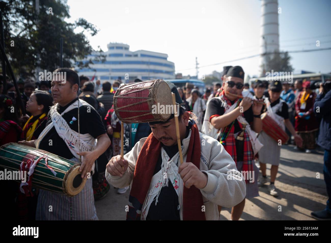 Kathmandu, Nepal. 14th Jan, 2025. People from Magar community dressed ...