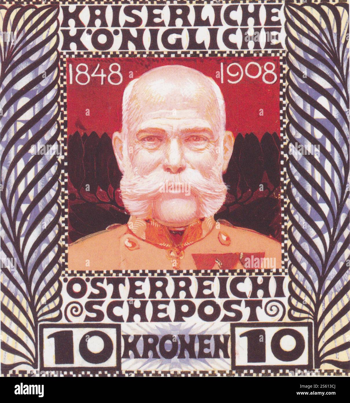 Emperor Franz Joseph on stamp by Kolo Moser 1908 - Koloman Moser 30 ...