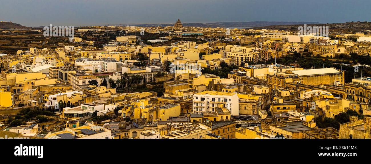 the capital cityscape of victoria on gozo island panorama Stock Photo ...