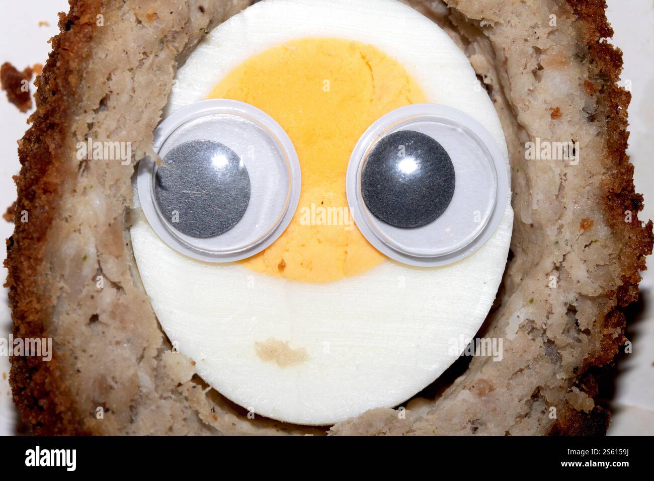 Scotch Egg Funny Wiggle Google Eyes on Fabric Silly Background Stock ...