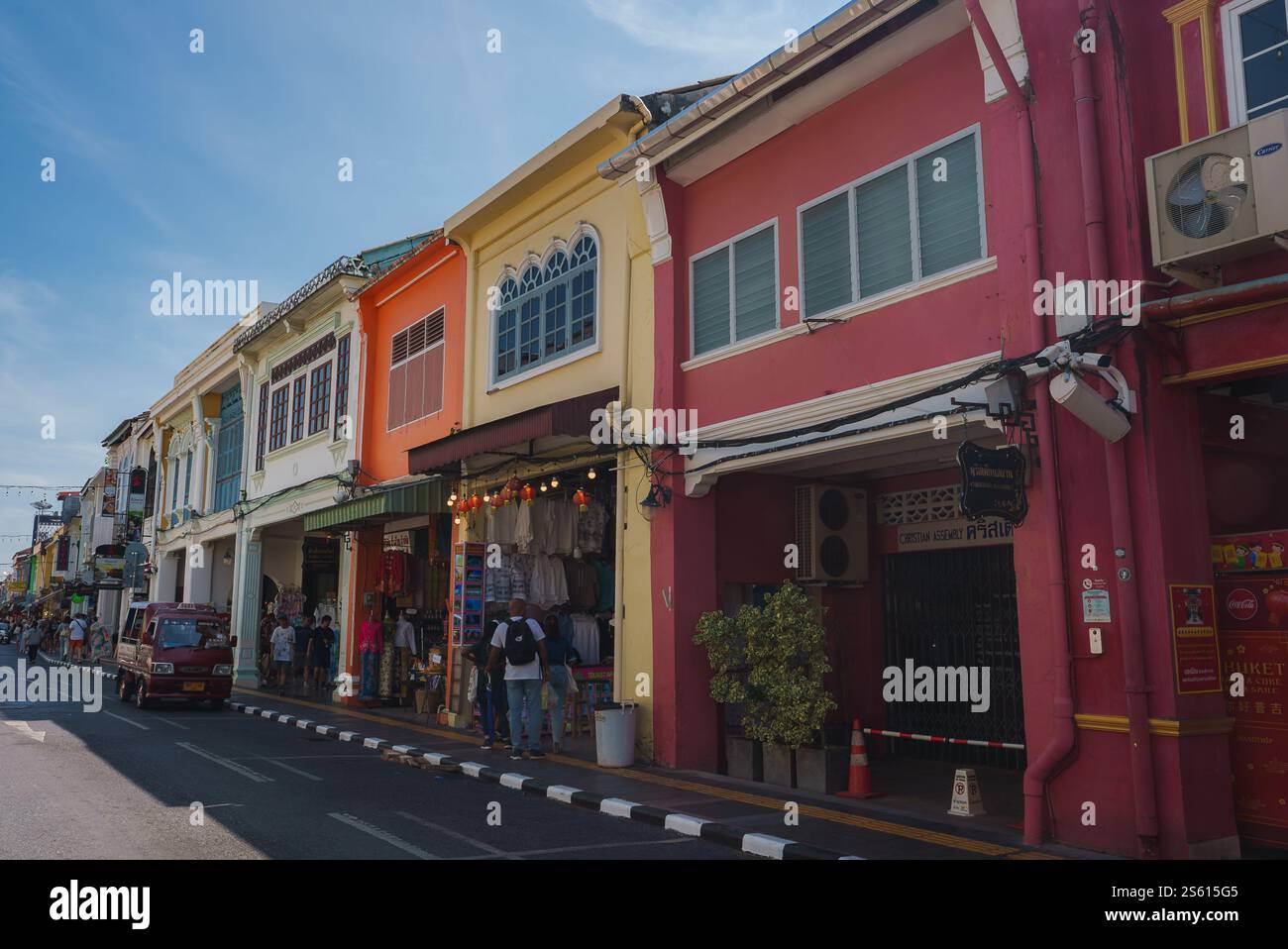 Colorful Colonial Style Shophouses on a Street in Phuket, Thailand ...