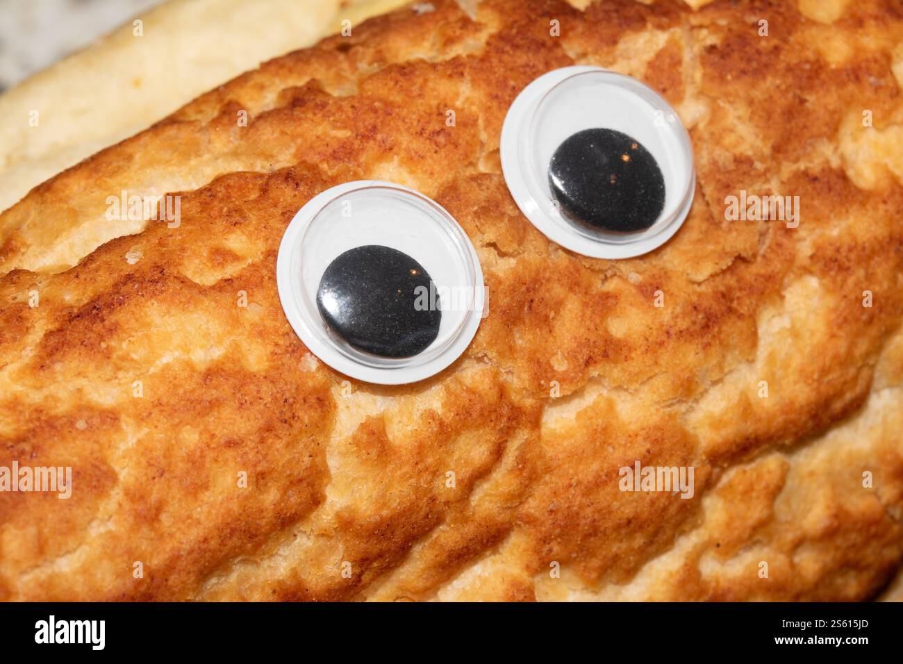 Bread Background Funny Wiggle Google Eyes on Fabric Silly Stock Photo ...