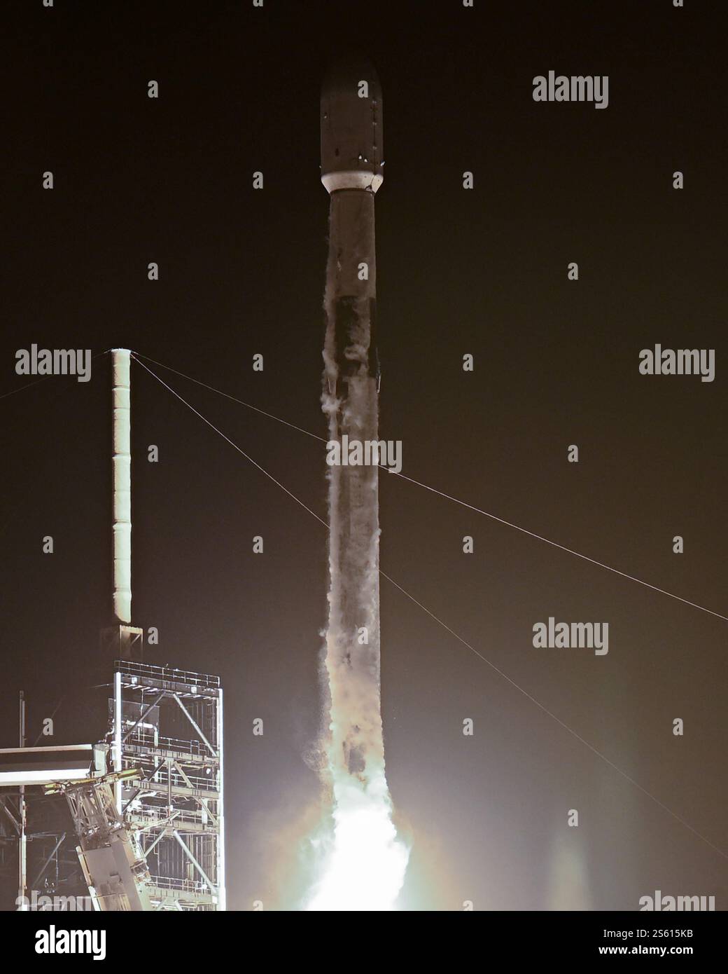 A SpaceX Falcon 9 rocket launches a pair of Lunar Landers for NASA from Launch Complex 39 at the ...