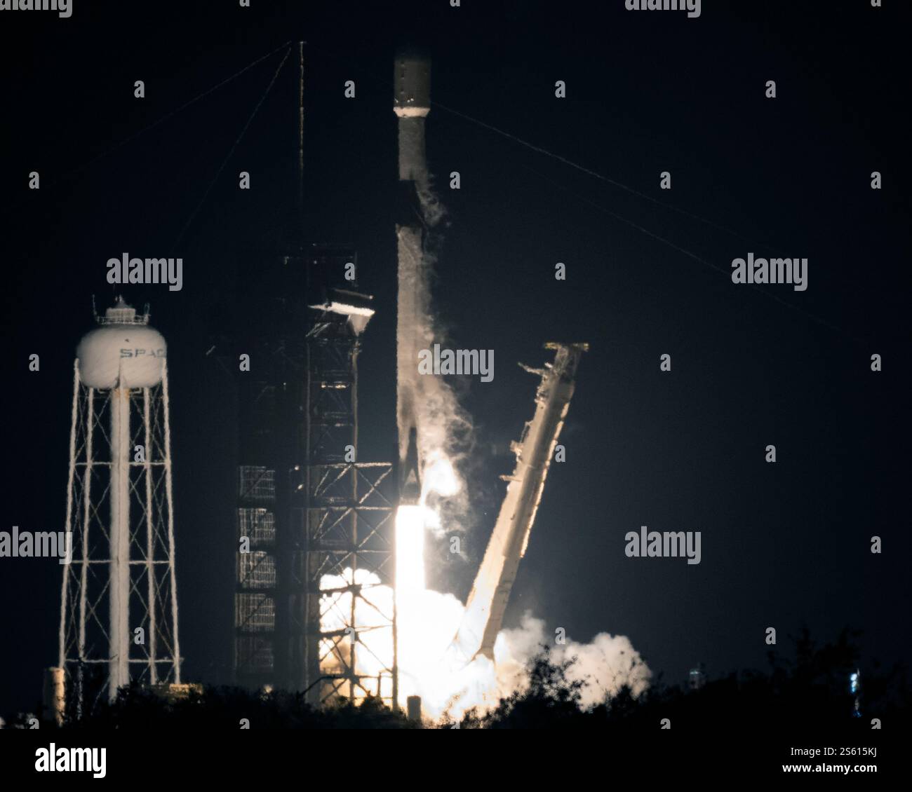 A SpaceX Falcon 9 rocket launches a pair of Lunar Landers for NASA from Launch Complex 39 at the ...