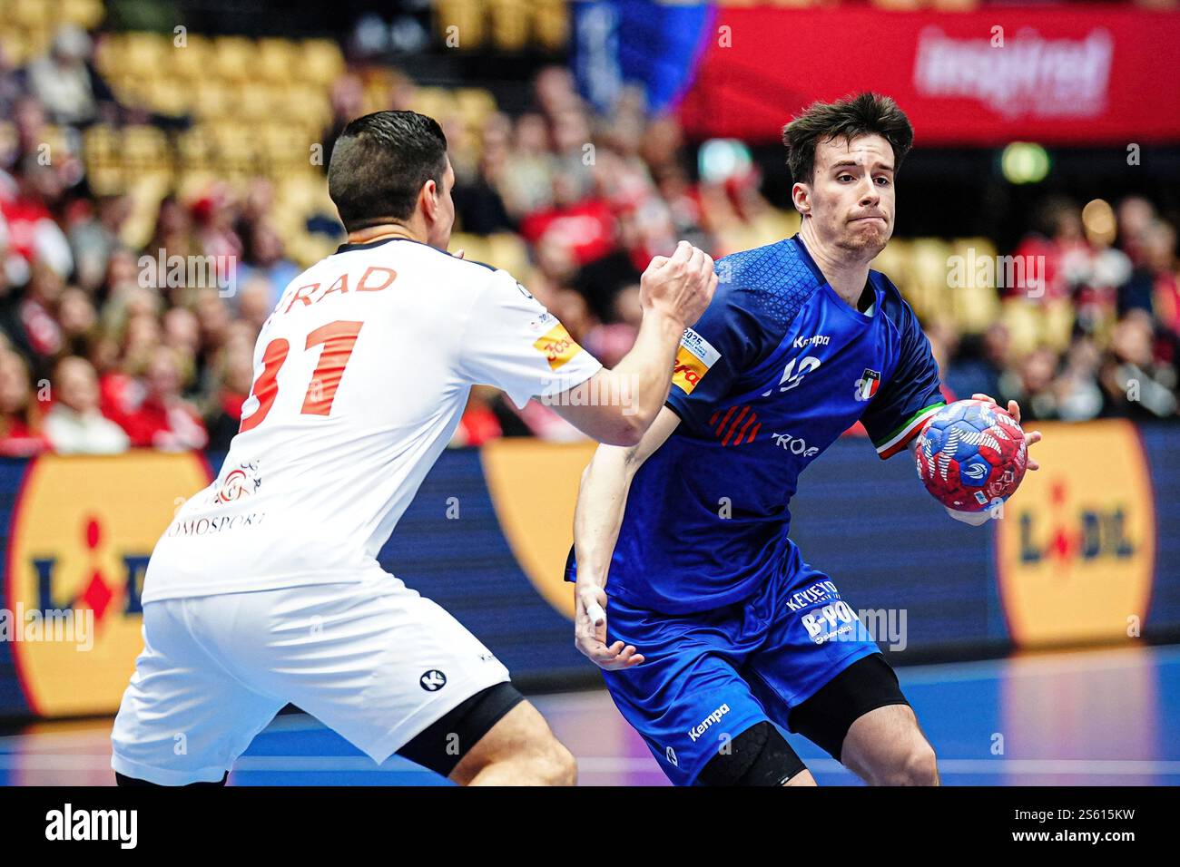 Mohamed Ridha Frad (Tunesien, #31), Tomas Bortoli (Italien, #19) DEN, Italien vs. Tunesien ...