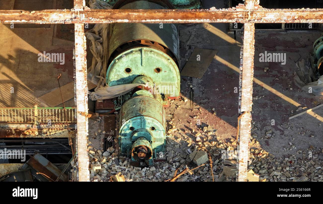 View of turbine in old Coal Power Plant being torn down in Sayreville ...