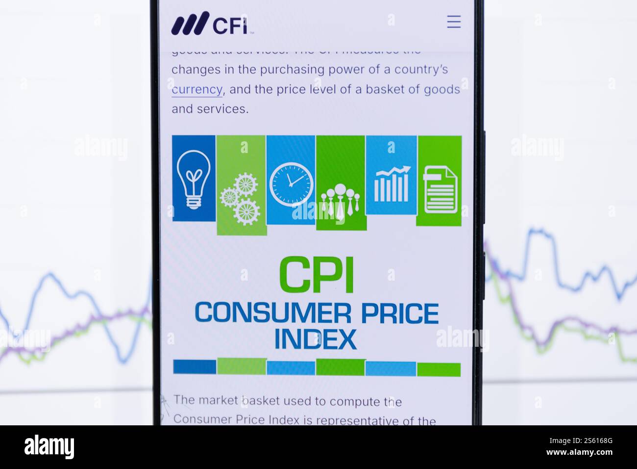 A smartphone displaying information about the Consumer Price Index CPI ...