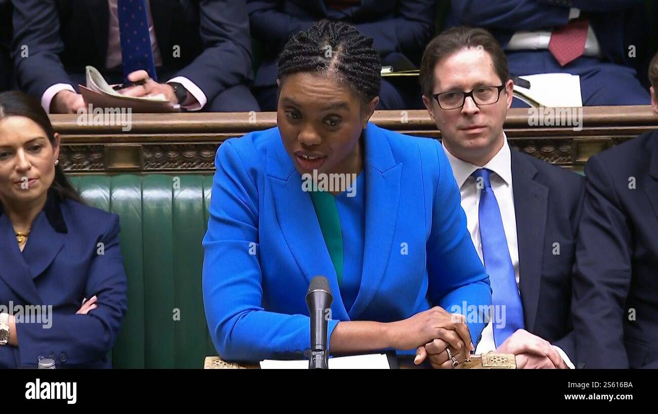 Screen grab of Conservative party leader Kemi Badenoch speaking during ...