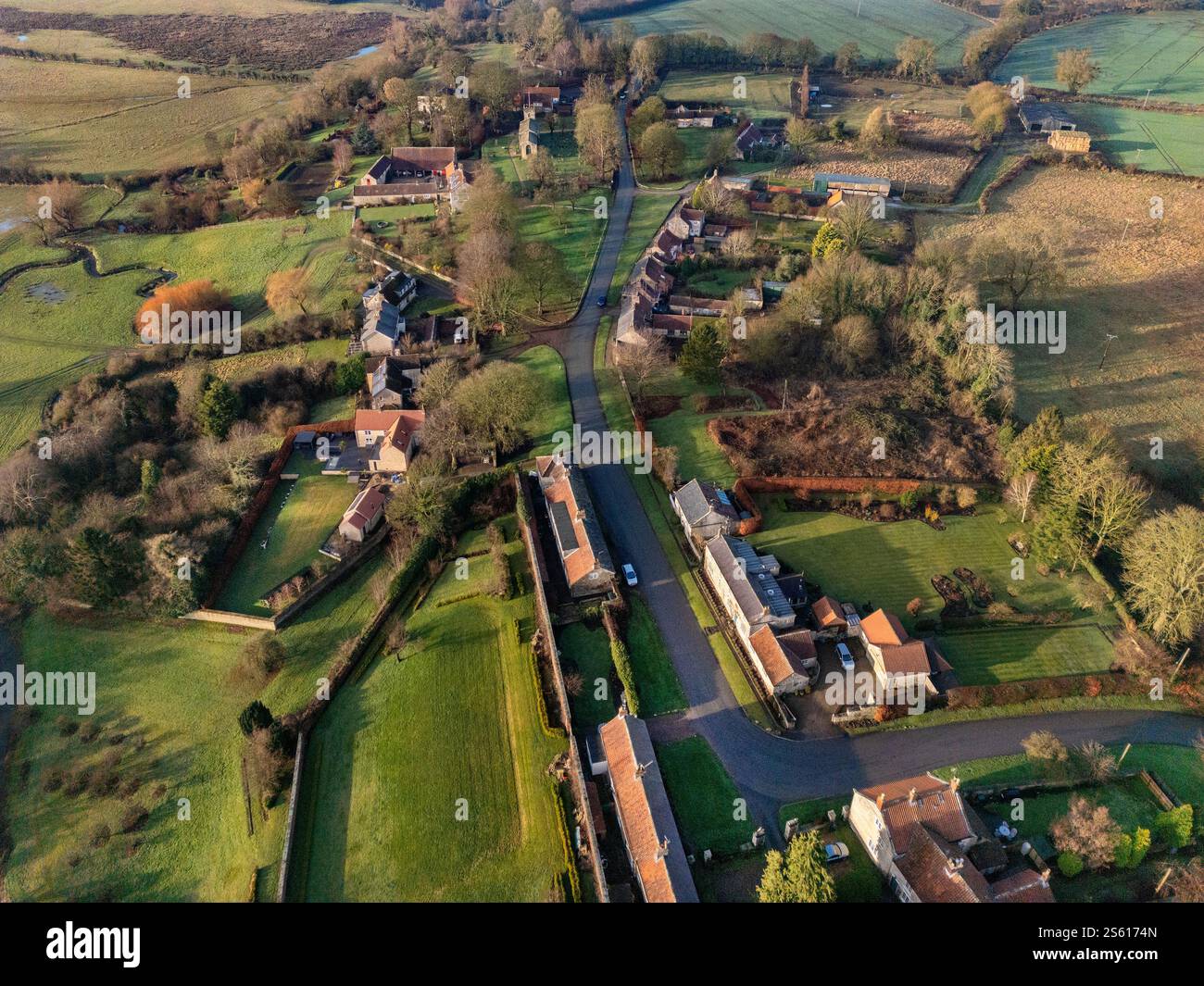 Aerial view of the Village of Langton in North Yorkshire in the ...