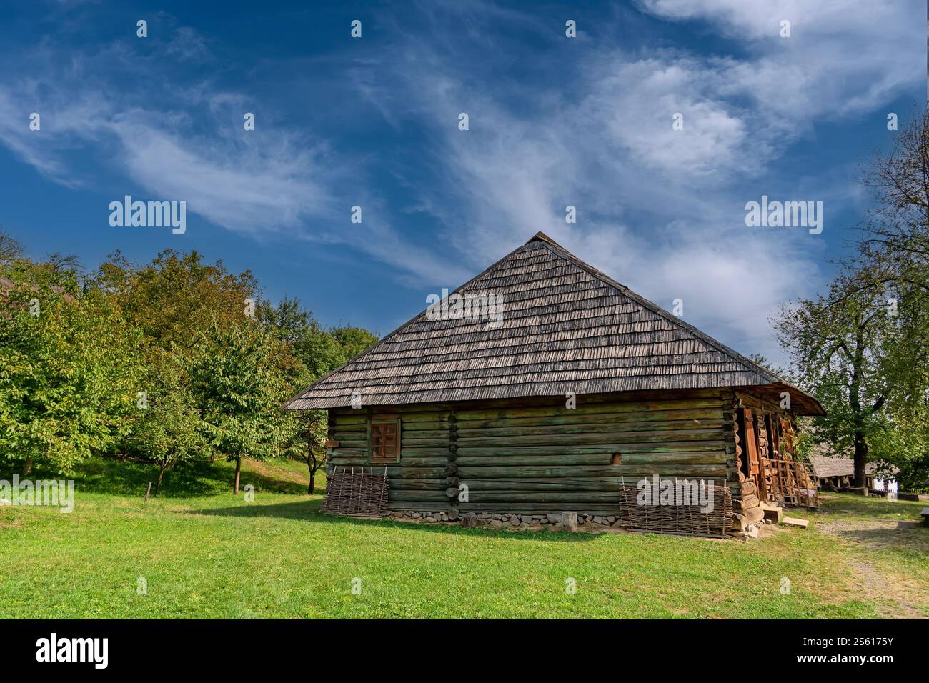 Historic rural house with traditional architecture in open-air museum ...