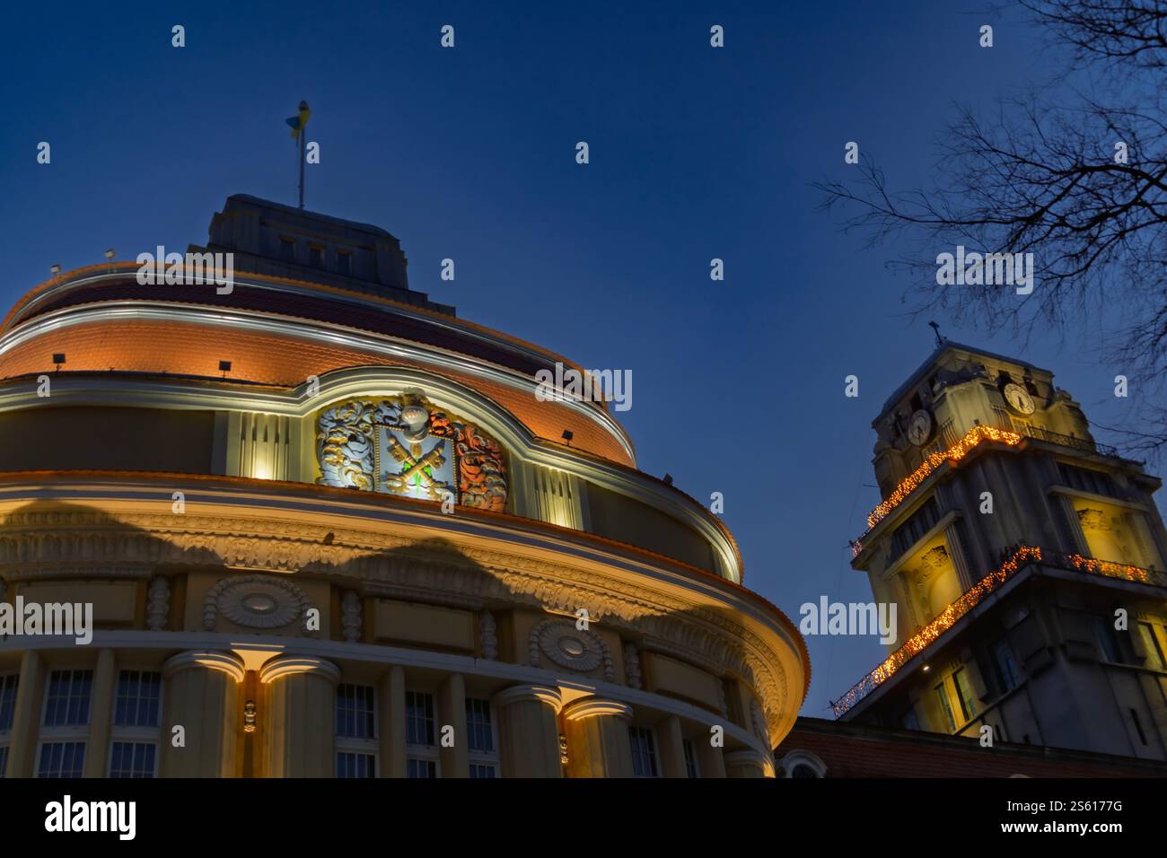 Town Hall of Senta city in Serbia at night Stock Photo - Alamy