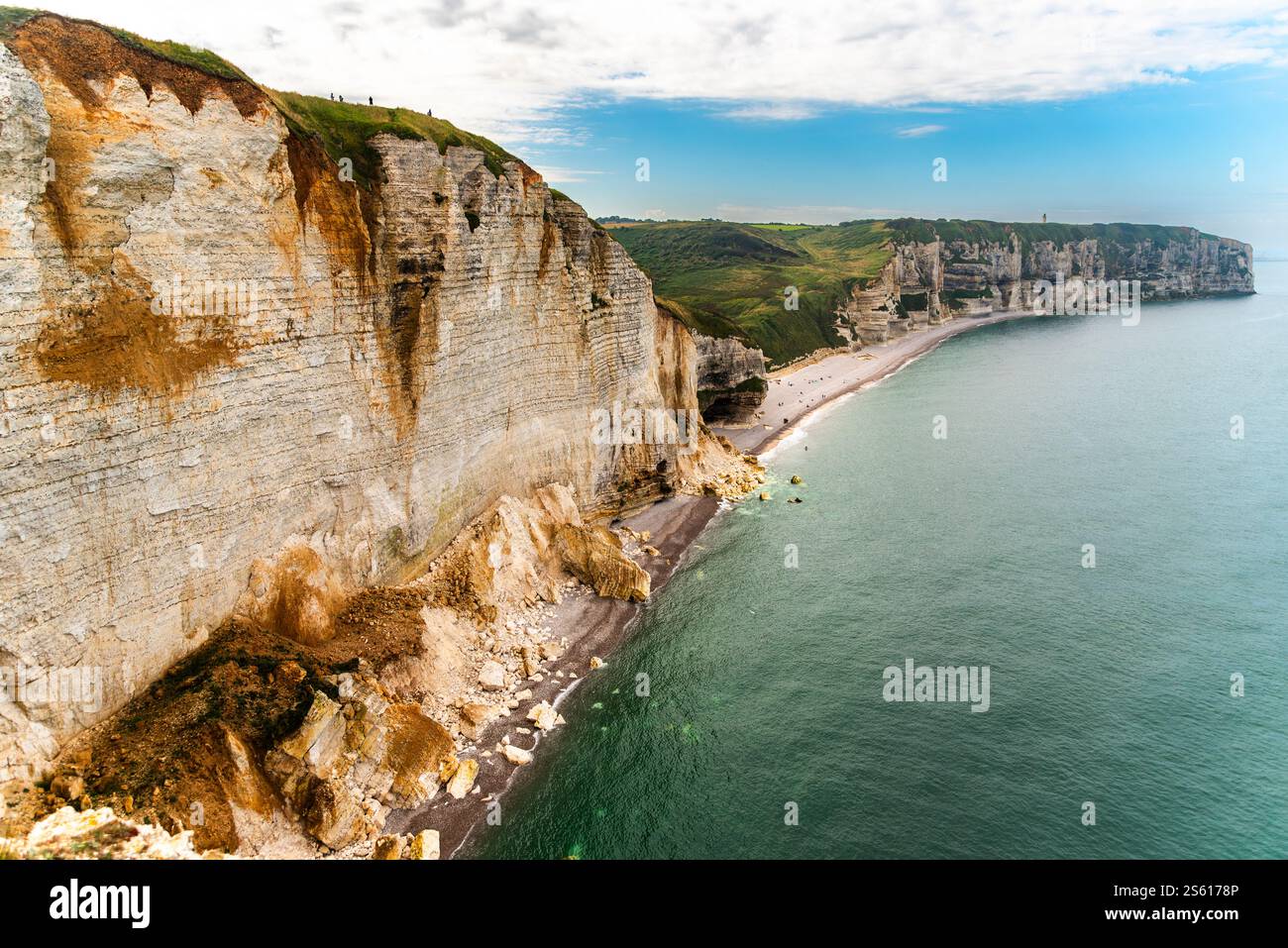 Beautiful seaside landscape of cliffs on the Normandy coast in France ...