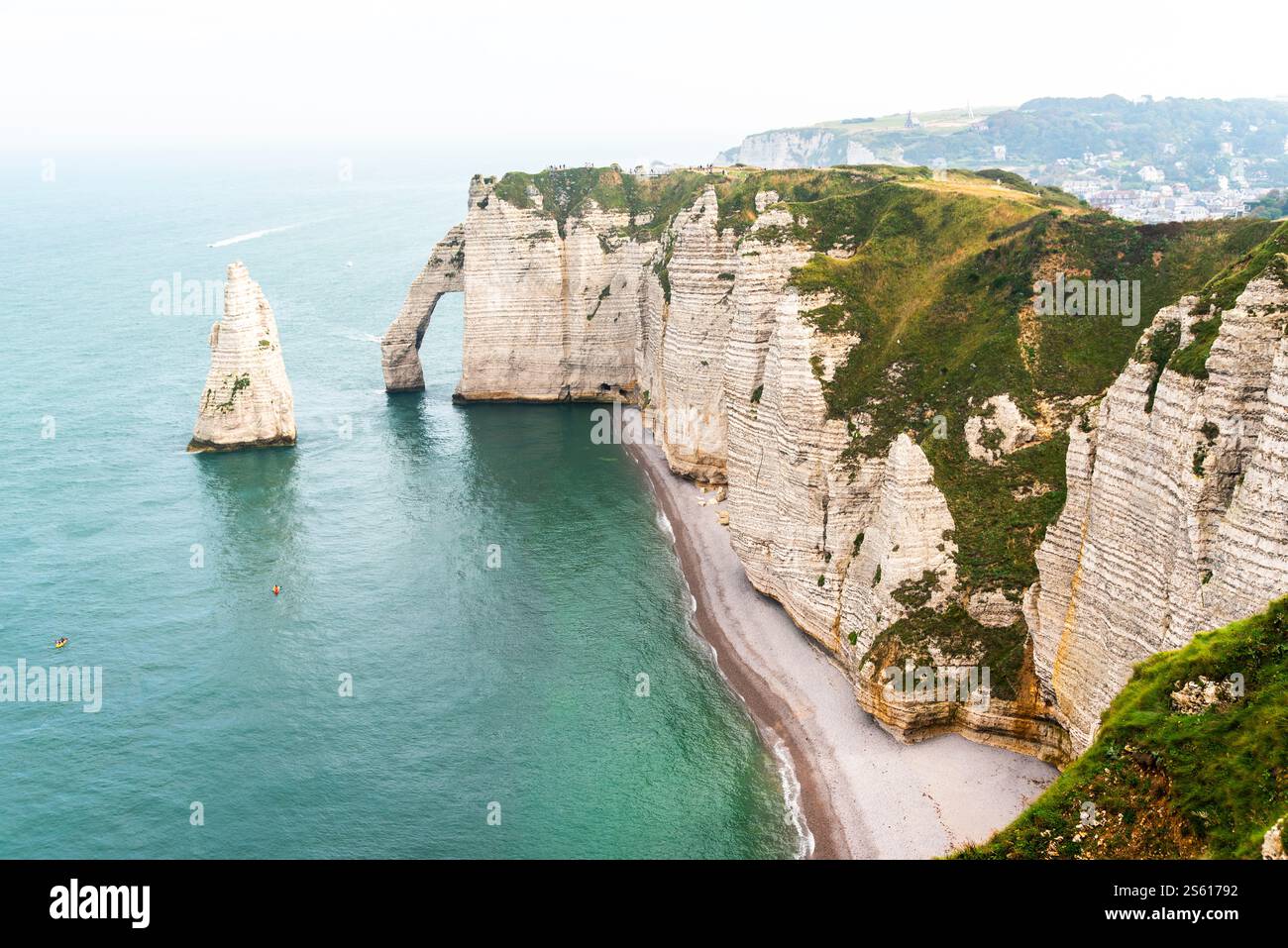 Beautiful seaside landscape of cliffs on the Normandy coast in France ...