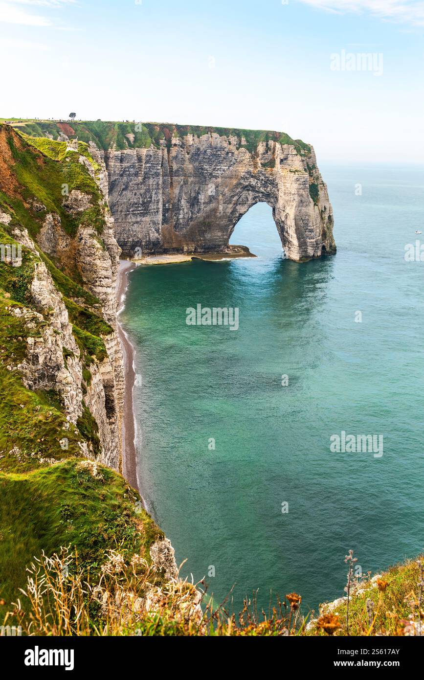 Beautiful seaside landscape of cliffs on the Normandy coast in France ...
