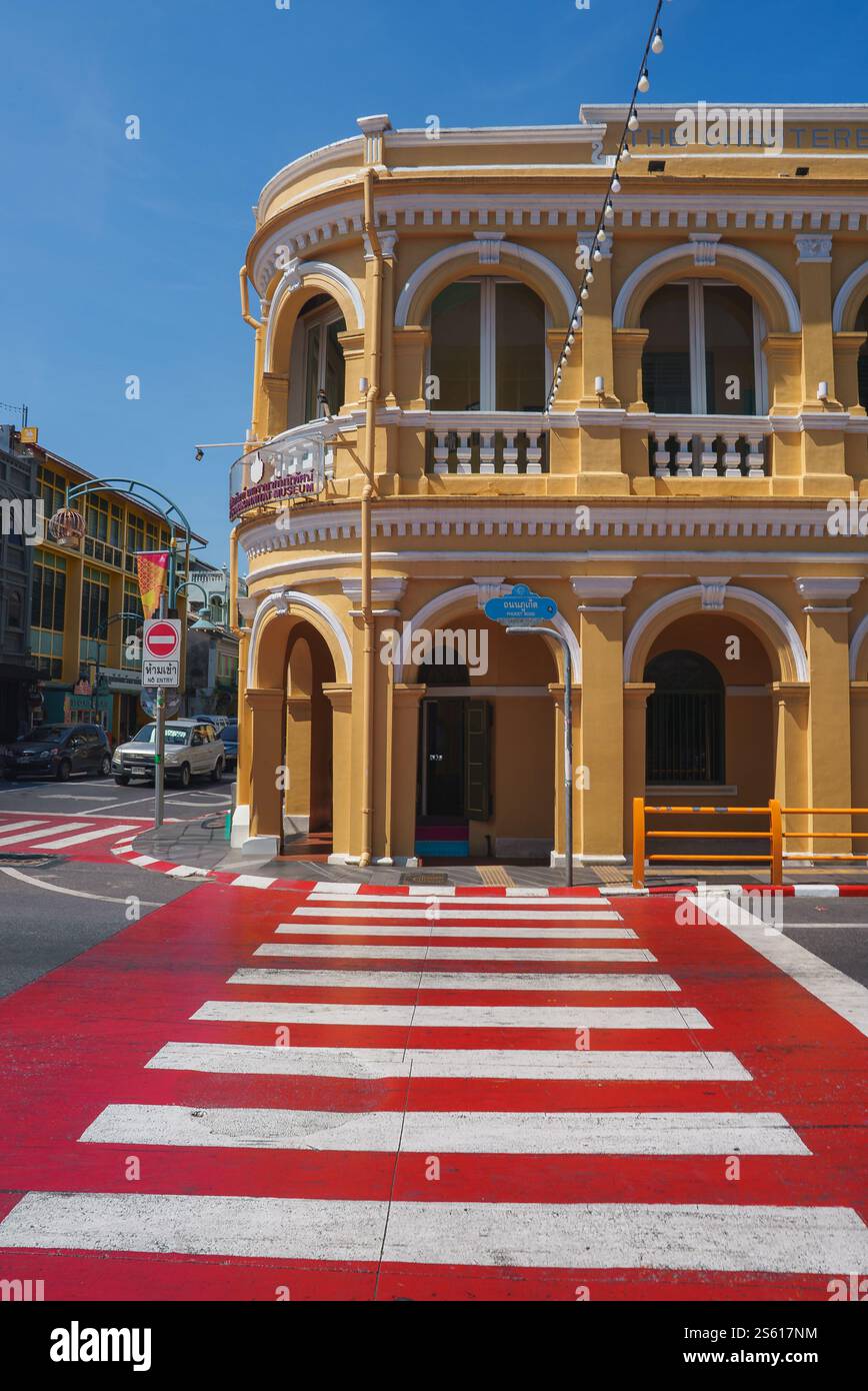 Yellow Colonial Style Building at Street Corner in Phuket Old Town ...