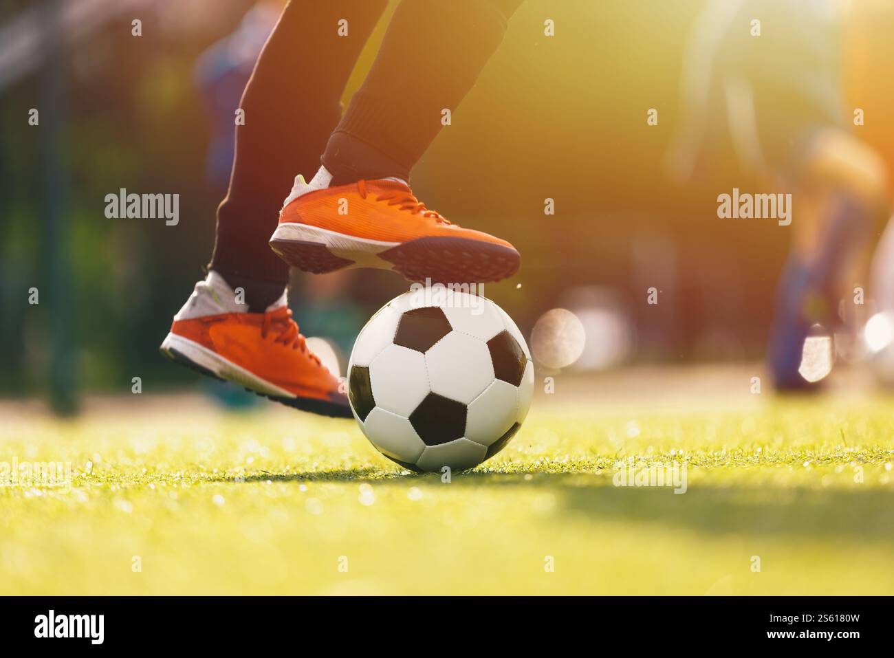 Football Player Dribbling Ball Background. Soccer Player Running With ...