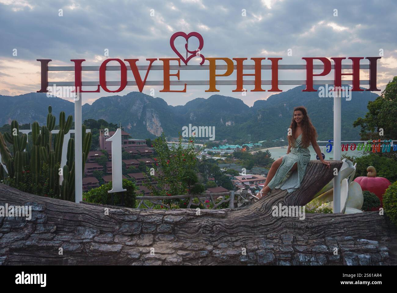 Scenic Viewpoint with I Love Phi Phi Sign on Koh Phi Phi Island Stock ...