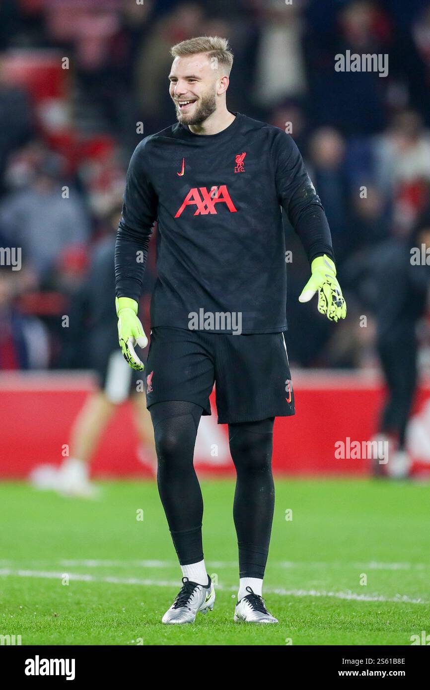 Nottingham, UK. 14th Jan, 2025. Liverpool goalkeeper Vitezslav Jaros ...