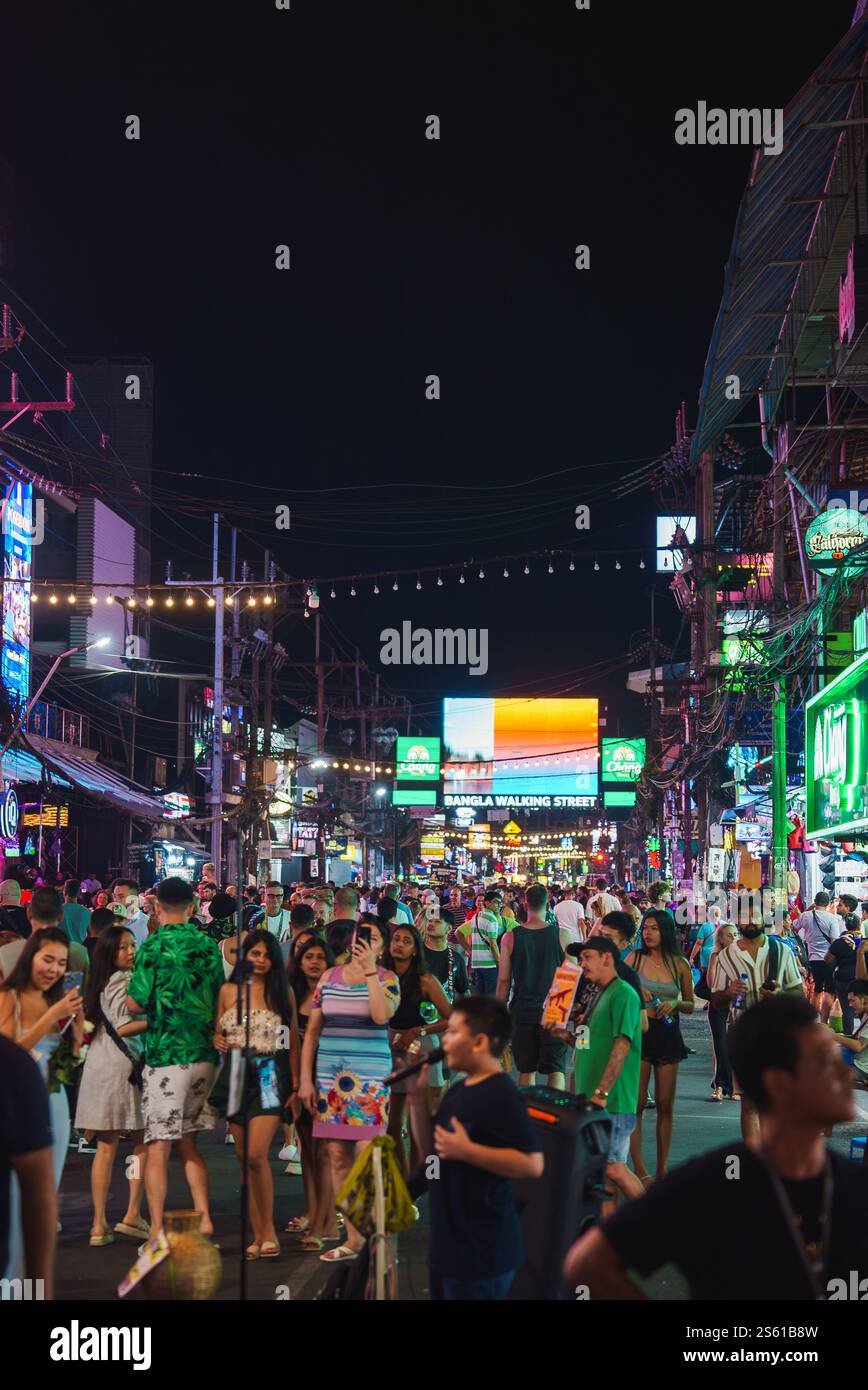 Bustling Night Scene on Bangla Walking Street in Phuket, Thailand Stock ...