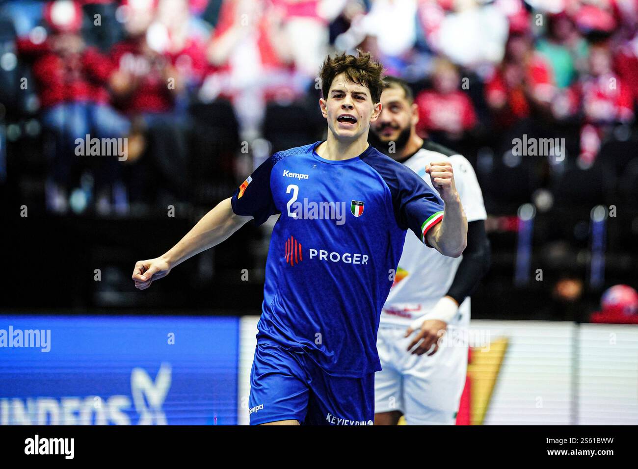Denmark, 14/01/2025, Torjubel Leo Prantner (Italien, #02) DEN, Italien vs. Tunesien, Handball ...