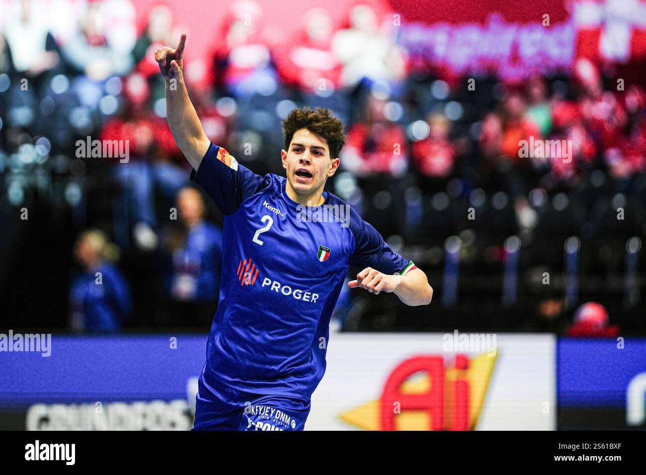 Denmark, 14/01/2025, Torjubel Leo Prantner (Italien, #02) DEN, Italien vs. Tunesien, Handball ...