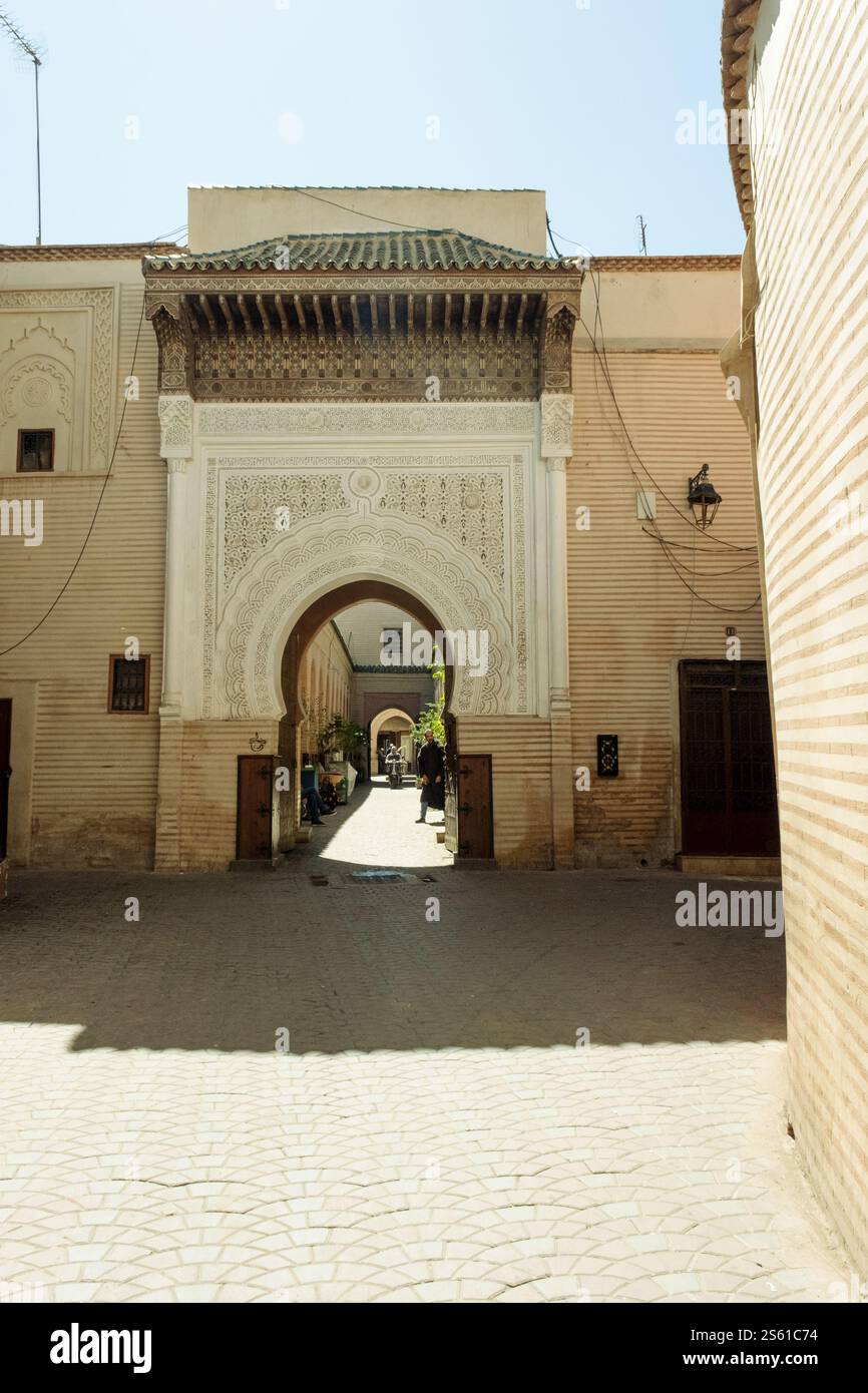 Moorish arch entrance to the city of Marrakech in Morocco Stock Photo ...