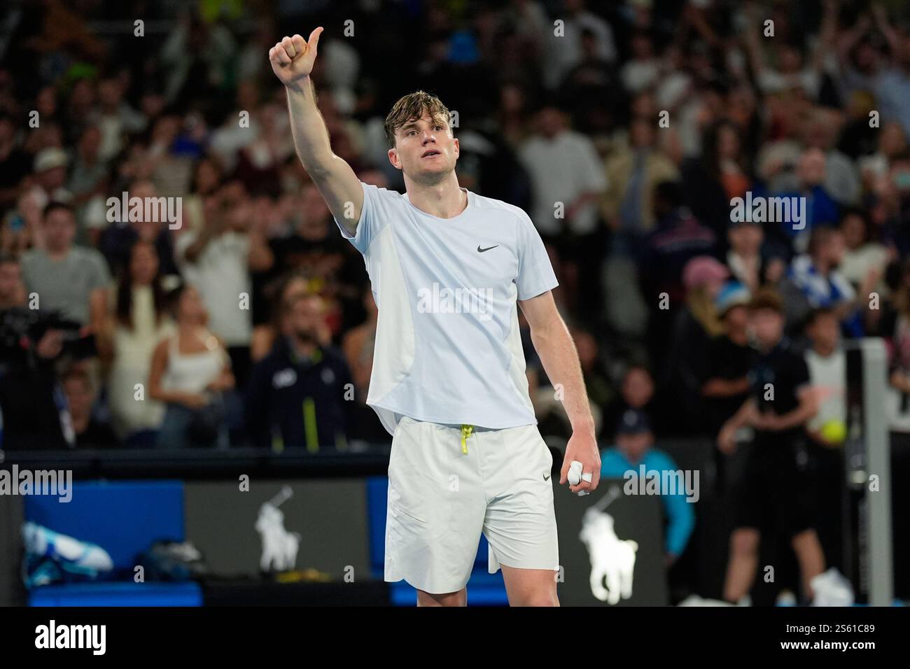 Jack Draper of Britain reacts after defeating Thanasi Kokkinakis of ...