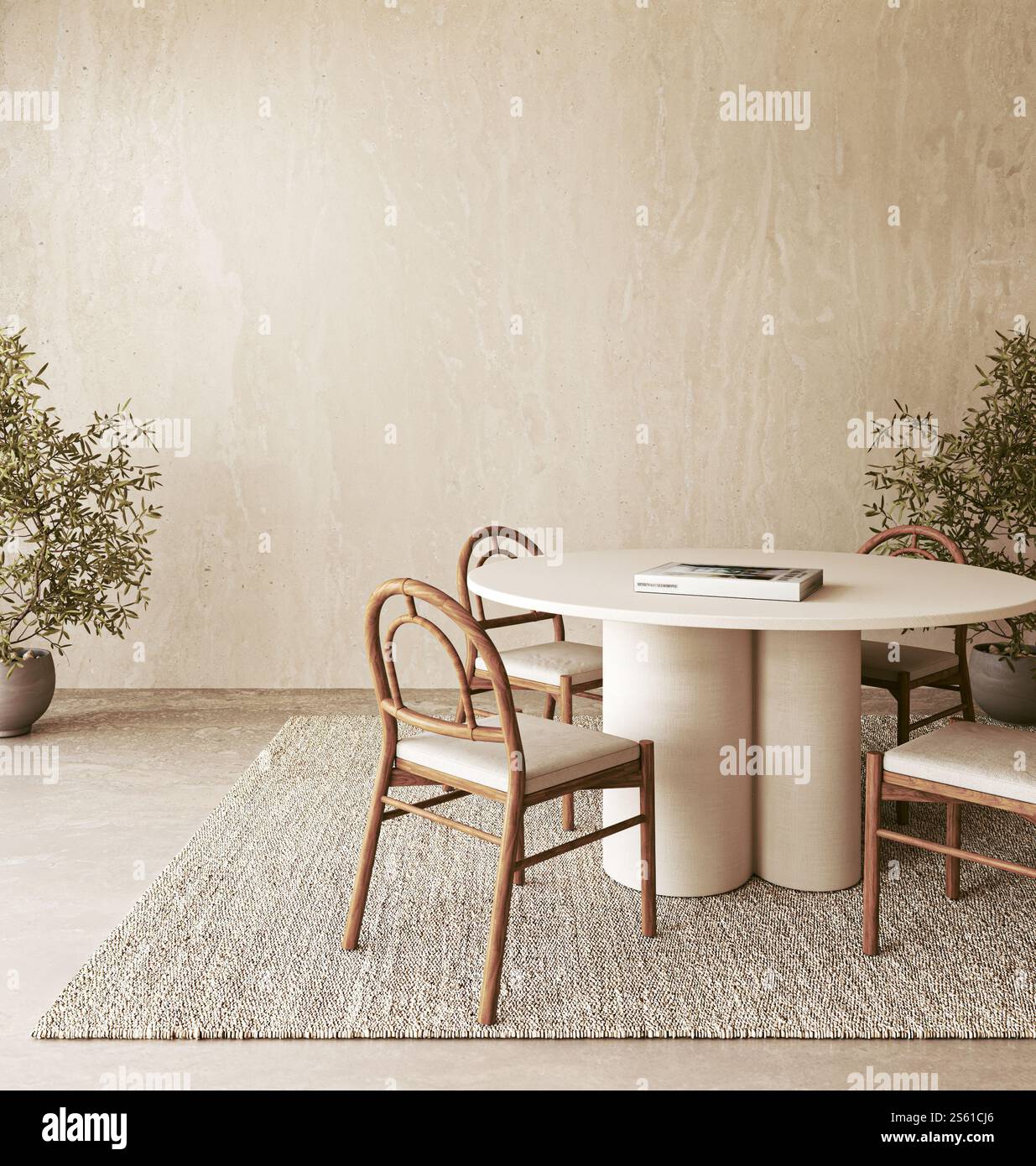 A Modern Minimalist Dining Room featuring Organic Elements to enhance ...