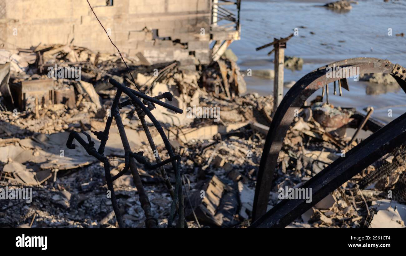 Pacific Palisades, California, USA. 14th Jan, 2025. Rubble of a ...
