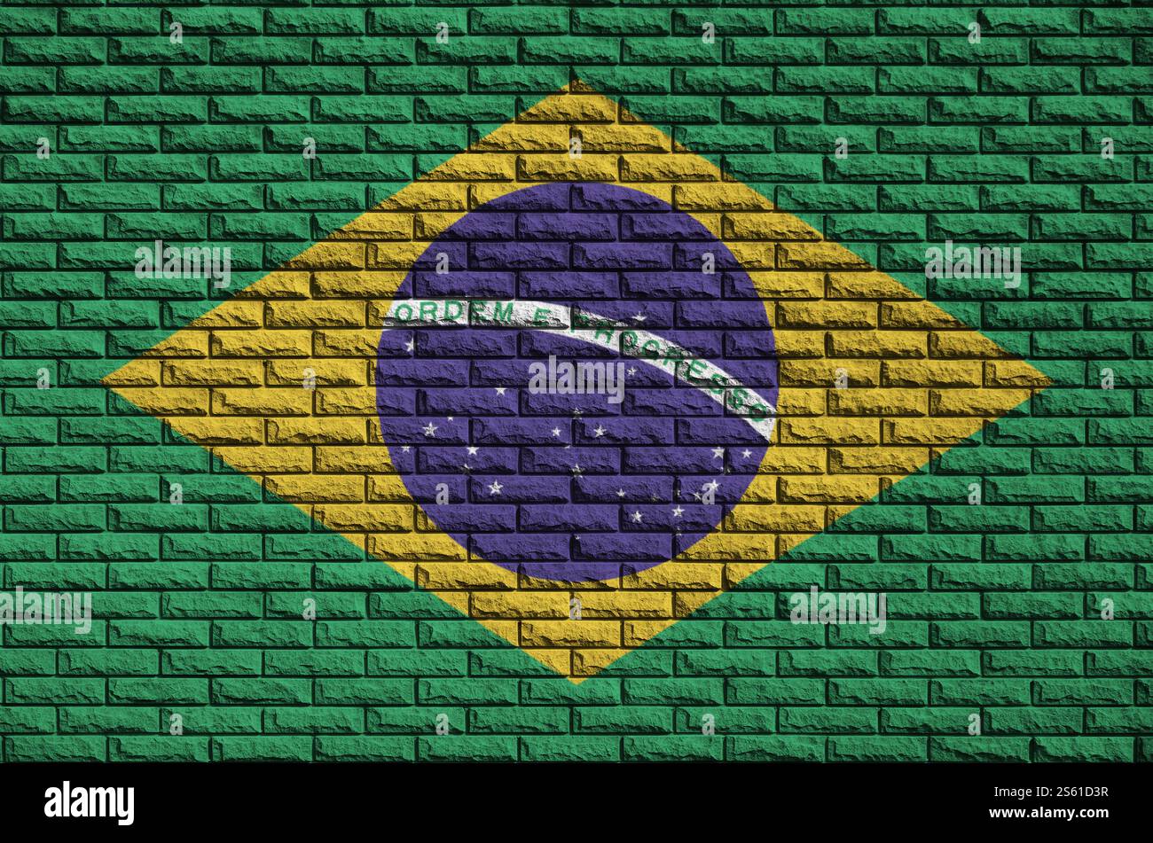Brazil flag is painted onto an old brick wall Stock Photo - Alamy