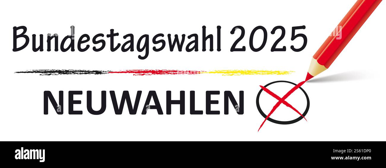 Paper Banner Bundestagswahl 2025 Neuwahlen Red Pen German Text ...