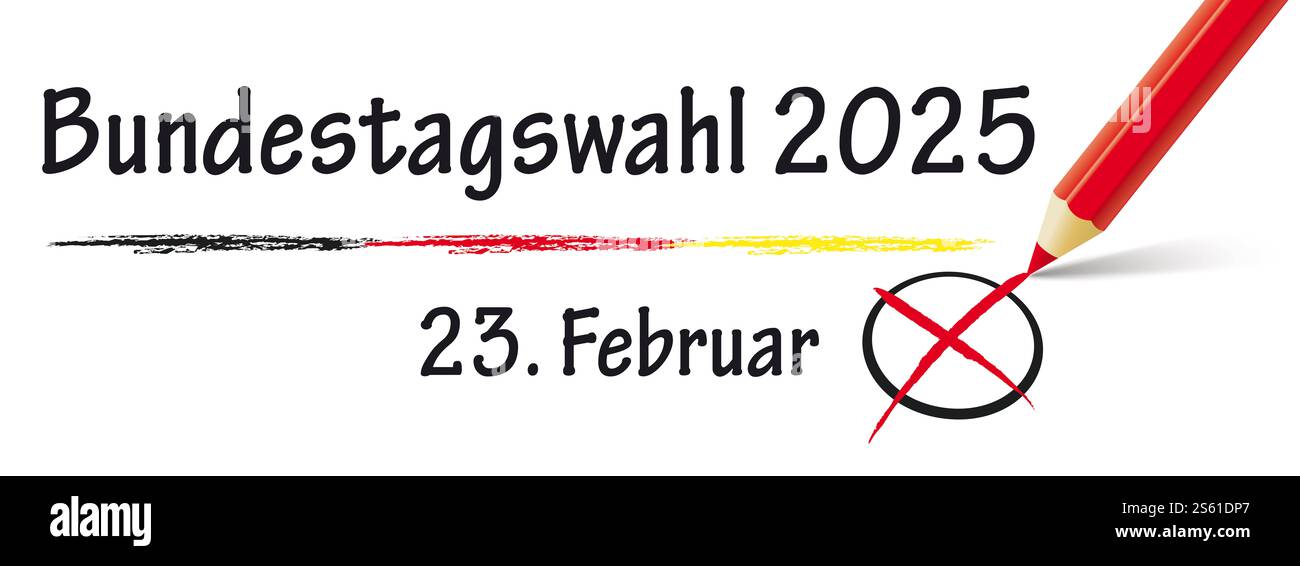 Paper Banner Bundestagswahl 2025 23 Februar Red Pen German Text ...