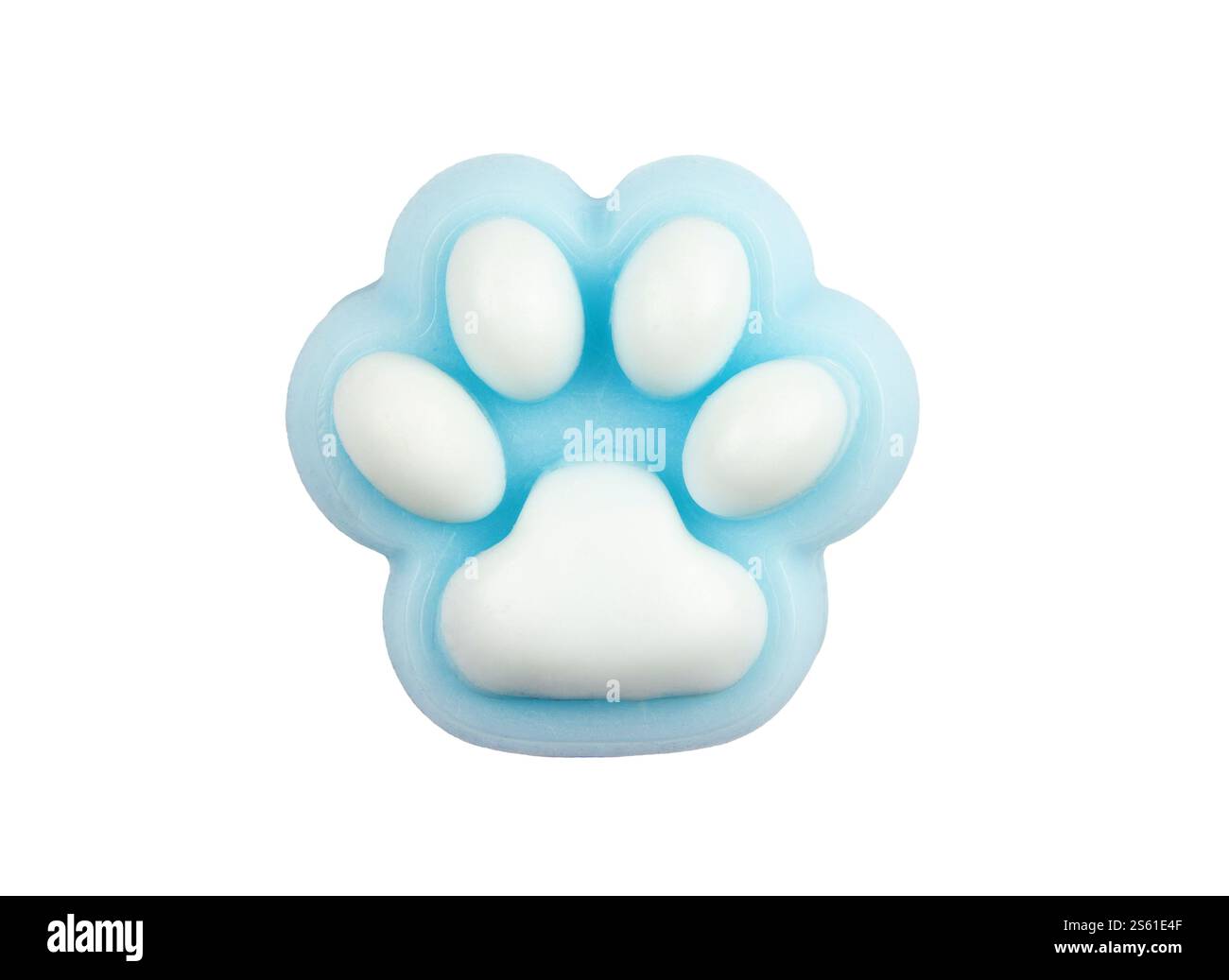 Cute blue color cat paw shape squishy jelly slime toy isolated on white ...
