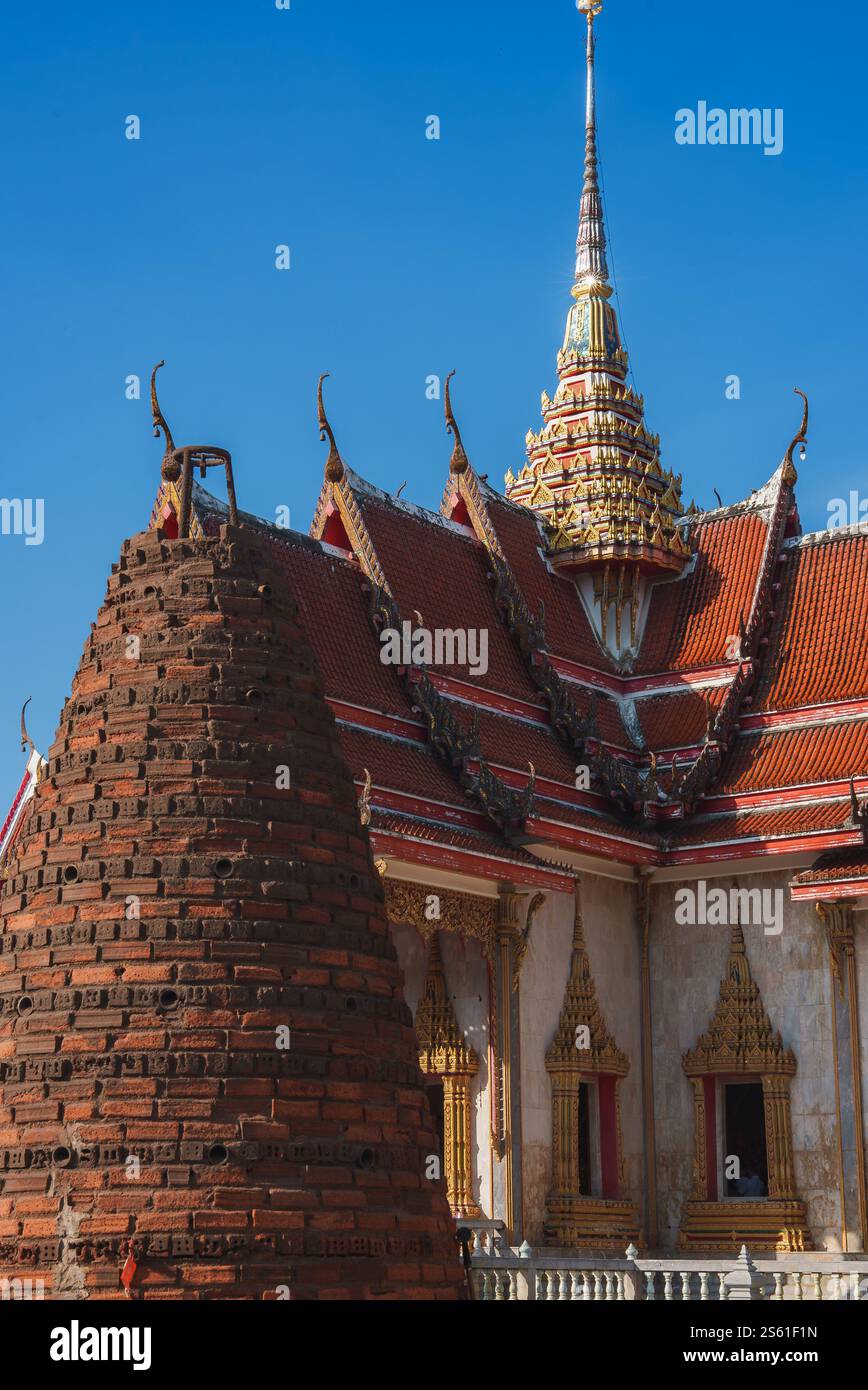 Wat Chalong Temple with Golden Spire in Phuket, Thailand Stock Photo ...