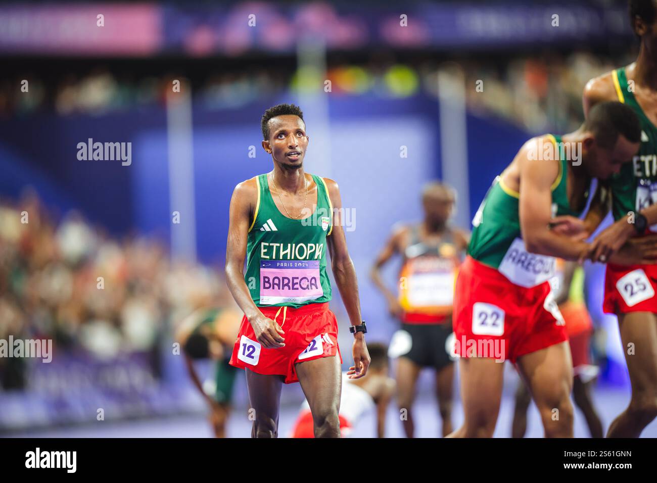 Selemon Barega participating in the 10.000 meters at the Paris 2024 ...