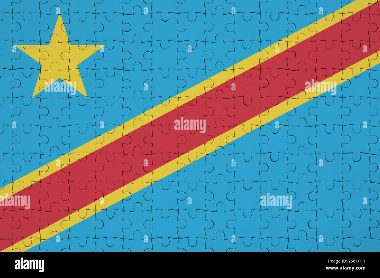 Democratic Republic of the Congo flag is depicted on a folded puzzle ...
