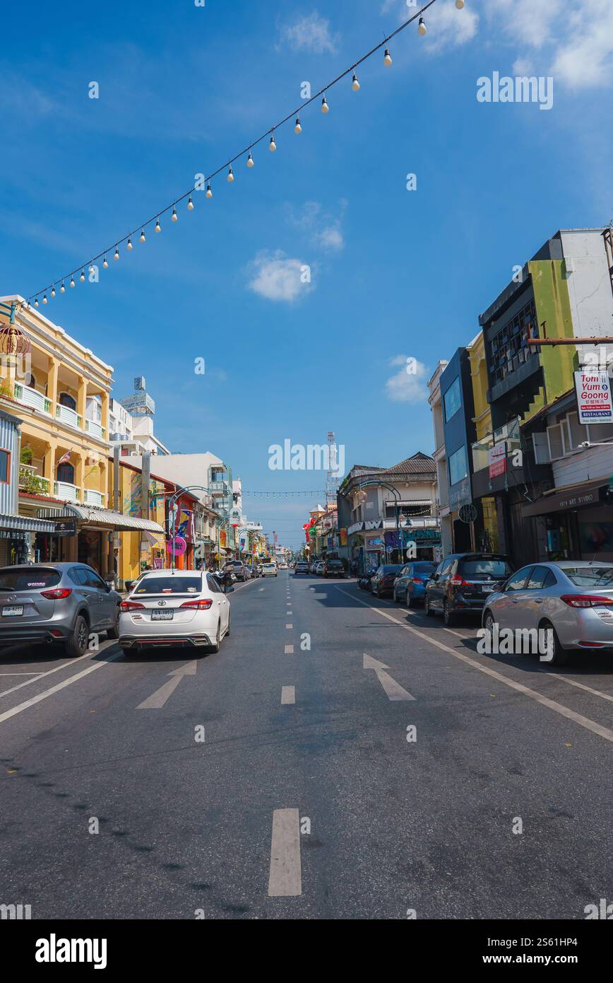 Vibrant Street in Phuket Old Town with Colonial Style Buildings Stock ...