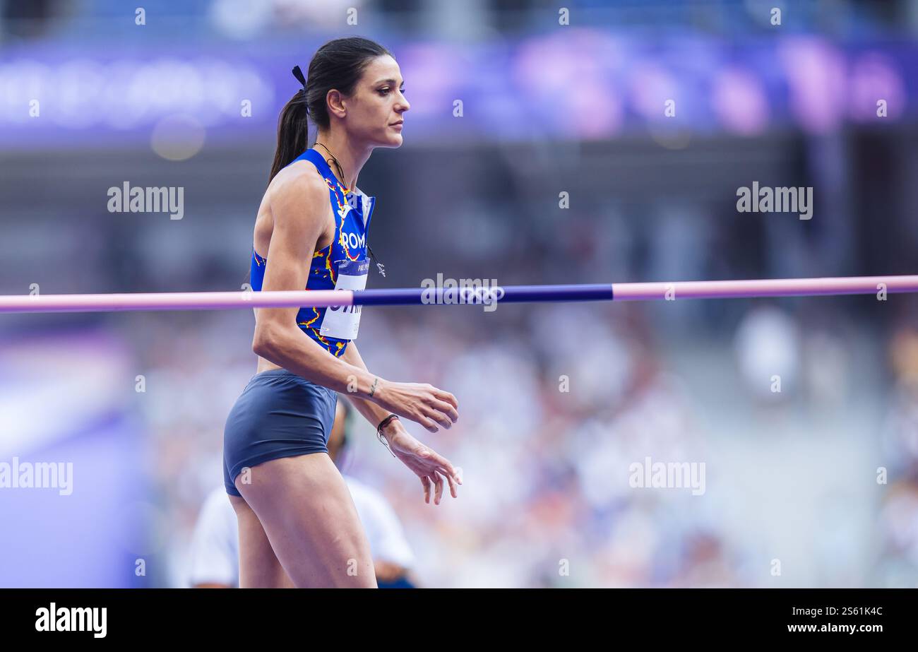 Daniela Stanciu participating in the high jump at the Paris 2024 ...