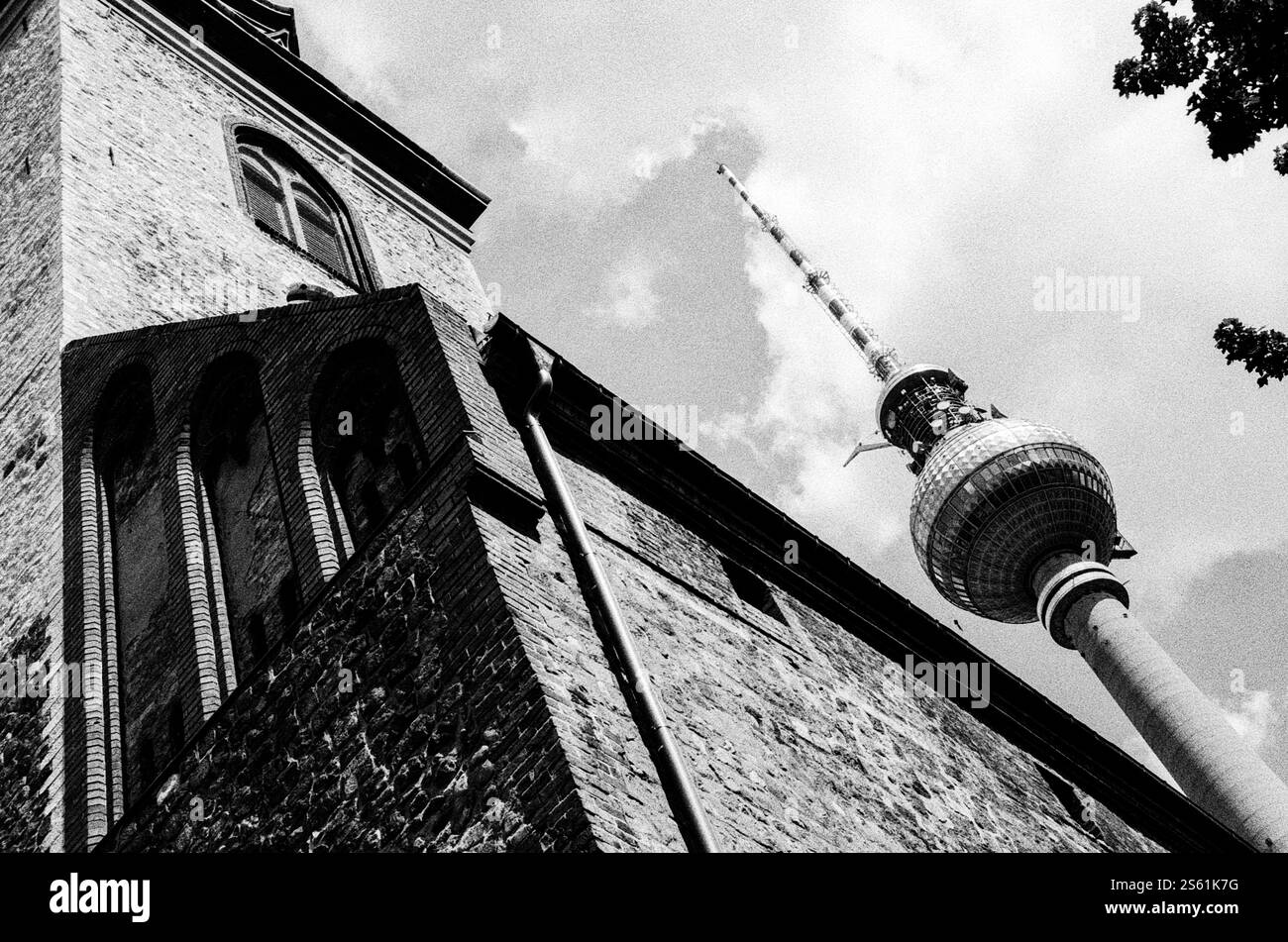 St. Marienkirche & DDR Fernsehturm inside former East-Berlin, Germany ...