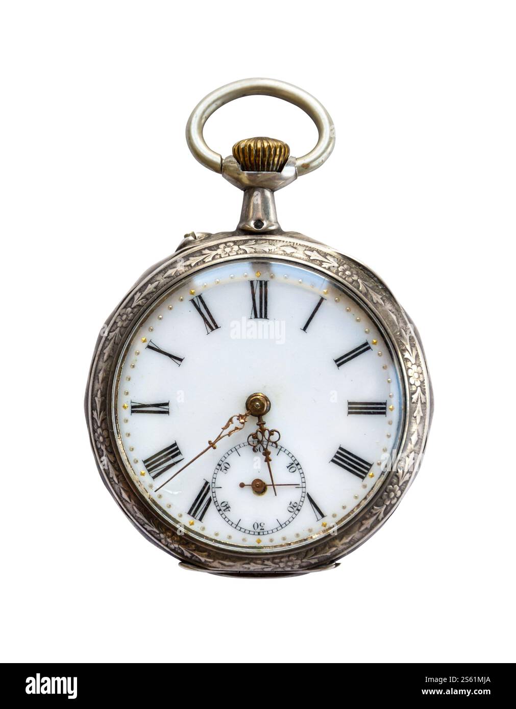 Vintage Pocket watch isolated on white background. Concept of direction ...