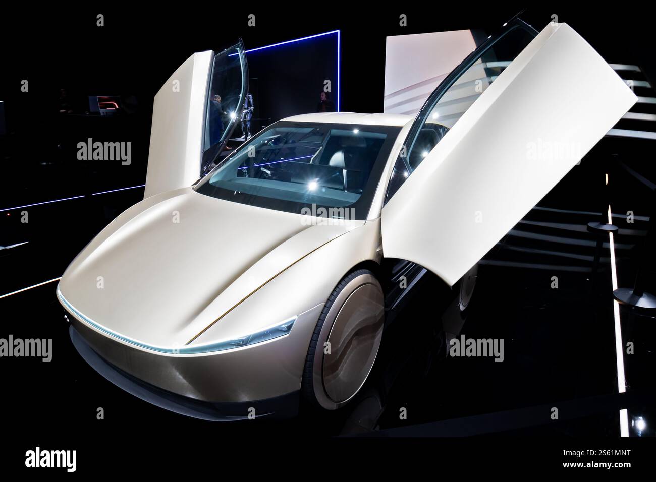 Tesla Cybercab (Robotaxi) concept autonomous car at the Brussels Motor ...